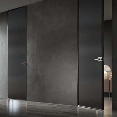 China Modern Black Aluminium Frame Glass Bathroom Door Swing Design for sale
