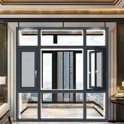 China Customized Modern Aluminum Casement Window Double Panel Thick Glass Plastic Screen Netting for sale