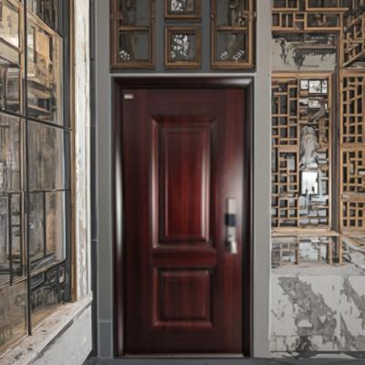 China Finished Steel Main Door Thick Panel Security Exterior Residential Front Door for sale