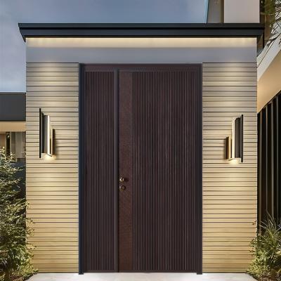 China Modern Double Apartment Security Door Luxury Exterior Steel Entry Doors Custom Color for sale