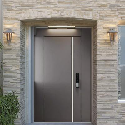 China Modern Steel Automatic Security Door Finished Surface Home Front Entry Door for sale