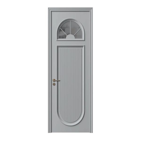Quality Buckle Line Curved Glass Door Manual Opening Solid Wood Bedroom Entrance Doors for sale