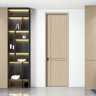 China Paintless Solid Wood Bedroom Doors Postmodern Style Apartment Interior Doors for sale
