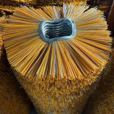 China Snow Street Sweeper Brushes Wafer Ring Rotary Steel Wire Brush For Cleaning Sweeping for sale
