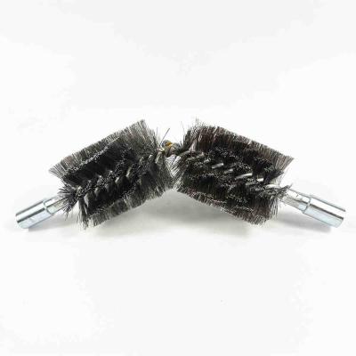 China Tube Pipe Cleaning Descaling Double Stems Twisted Wire Spiral Brush for Drill for sale