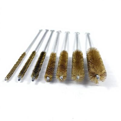 China Long Handle Brass Wire Tube Cleaning Brush with Twisted Shaft for Pipe Rust Removal and Descaling for sale