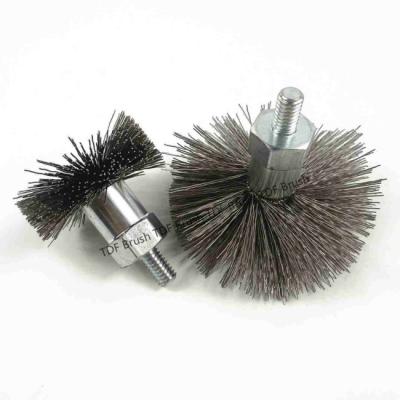 China Stainless Steel Threaded Shank Wire End Brush for Precision Deburring and Hole Cleaning with Hex Base for sale