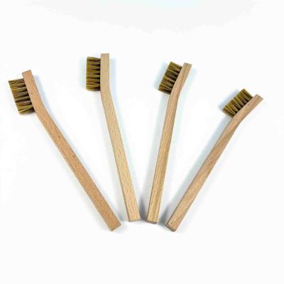 China ESD-Safe Pig Bristle Brush with Ergonomic Wooden Handle for PCB Electronics Cleaning for sale