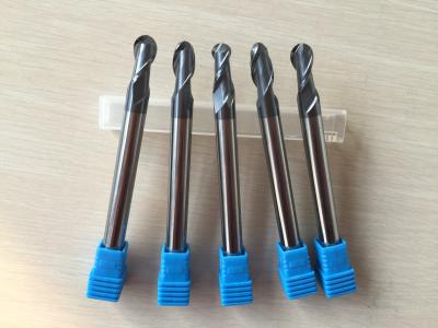 China Carbide Ball Nose End Mill HRC45 2 flutes with black color coating longer size for sale