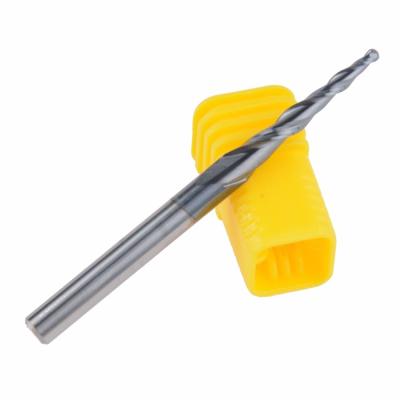 China Taper Carbide Ball Nose End Mill HRC45 2 flutes with black color coating for sale