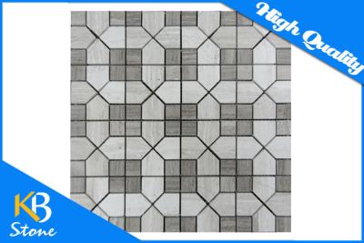 Cina Beige di legno & spessore di marmo lucidato allineato Grey di forma irregolare 10mm della tessera di Atene in vendita
