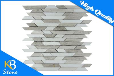 Cina Beige lucidato allineato & strato di marmo grigio di legno delle mattonelle della parete del mosaico del bagno della cucina di Atene in vendita