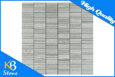Cina Mattonelle di pietra naturali grige di legno quadrate lunghe del bagno del mosaico per la facciata del camino/parete della doccia in vendita