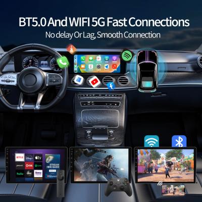 China Factory Price 7 Colors ABS Material Android Carplay Box Wireless Carplay Adapter with 5G WIFI BT 5.0 2IN1 Wireless for sale