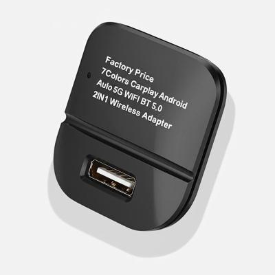 China Factory Price 7 Colors ABS Material Android Carplay Box Wireless Carplay Adapter with 5G WIFI BT 5.0 2IN1 Wireless for sale