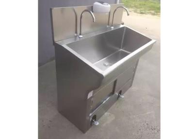China 304 Stainless Steel Surgical Scrub Wash Sink Double Bowl Brushed Surface for sale