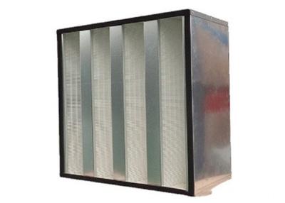 China Glass Fibre V Bank Filter  H13 H14 Efficiency 18 Sq.m Media Area With EVA Gasket for sale
