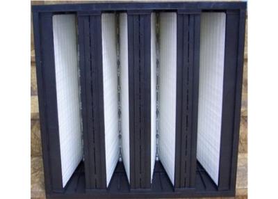 Chine Capacité de poussière Filtre à air en fibre de verre V Banque de qualité F7-F9 Pour les applications à température 80 °C à vendre