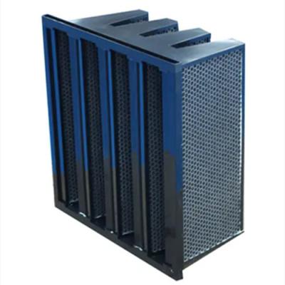 China Active Carbon High Temperature V Bank Filter For Particle And Smell Removal Box Type for sale