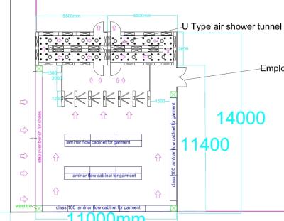 China Customizable Size Stainless Steel Cleanroom Air Shower Tunnel with High-Velocity Airflow for Large-Scale Entry for sale