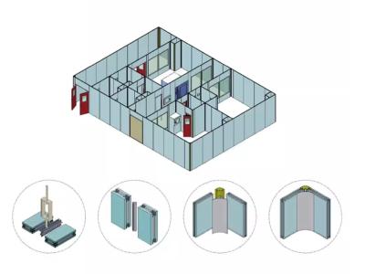 China Modular Cleanroom System with ISO Class 5 To ISO Class 8 Purification Customizable Size and Integrated Ceiling Lighting for sale