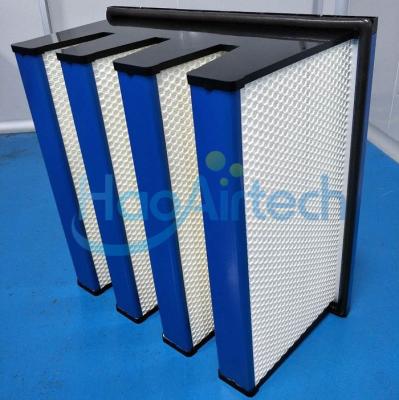 China Secondary V Cell Industrial Air Filters Fiberglass Air Filter With ABS Plastic Frame for sale