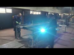 fence post accessories are being welded on the post