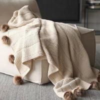 Quality Y-F Home Decor New Nordic Style Soft Fluffy Chenille Knitted Pom Pom Tassel Sofa for sale