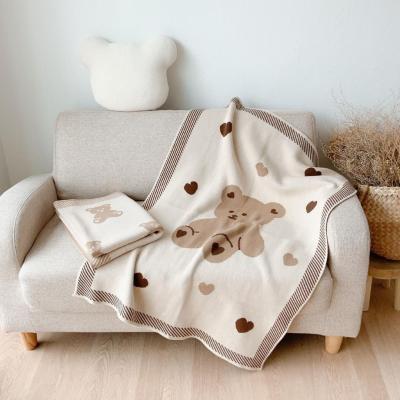 China Y-Z 100%cotton Knit Baby Wrap Knitted Natural White Light Beige Gray Throw Baby Girl Boy Newborn Blanket for sale