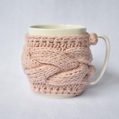 China Y-Z Comfy Grey Mug Cozy Drinkware Tea Cup Knit Cable Warmer Removable Birthday Gift Mug Sweater for sale