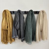 Quality Y-Z Luxury Shawl Scarf Women Korean Lace Embroidery Plain Color Cotton and Linen for sale
