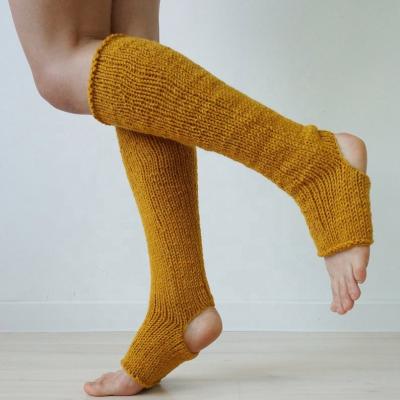 China Y-Z Warm Fashion White Yoga Socks Knee High Knit Socks in Yoga Leg Warmers Toeless Socks for sale