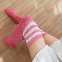 Quality F989 Solid Color Striped Over the Knee Thigh High Socks Sexy Women's Socks with for sale