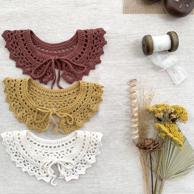 China Y-F Designer Baby Girls Lotus Leaf Collar Cotton Lace Hand Crochet Hook Flower Cervical Fake Collar for sale