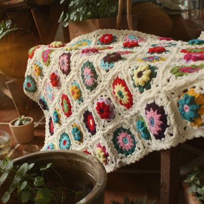 China Y-Z 80*60 Vintage Retro Boho Crochet Afghan Granny Flower Decorative comfort Throw Blankets for Home Decor for sale
