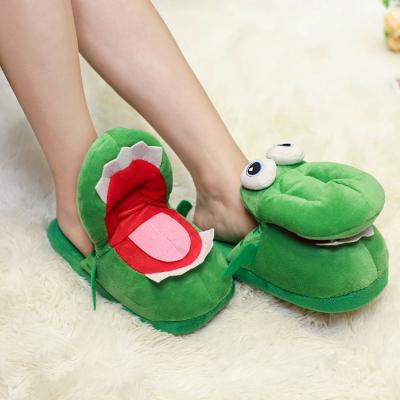 China Y-Z Women Fluffy Fuzzy crocodile Winter Thick Sole Nonslip Plush Cartoon Animal Cute Funny House Indoor slippers for sale