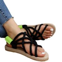 Quality Y-Z Bohemian Summer Beach Designer Fish Mouth Flat Female Stripy Sandals Shoes for sale
