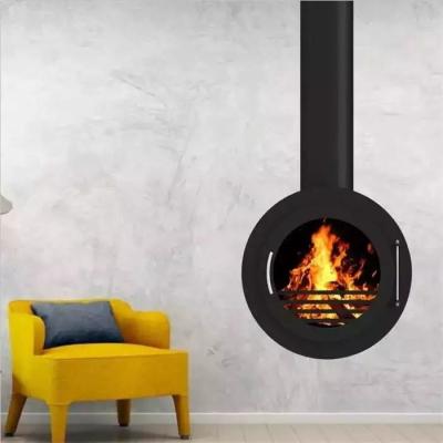 China Villa Ceiling Mounted Stove Oval Sharp Wood Burning Steel Hanging Fireplaces for sale