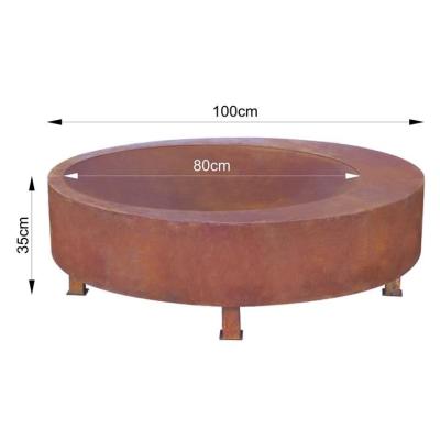 Cina fuoco bruciante all'aperto extra Pit Bowl For Camping della ruggine di legno di giro di 100cm grande in vendita