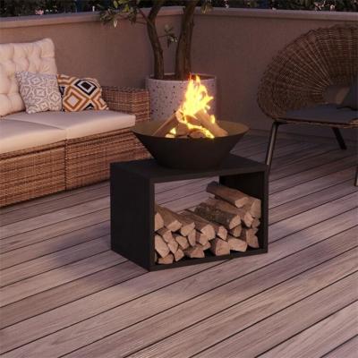 Cina Pozzo all'aperto bruciante di legno del fuoco di Heater Firewood Log Storage Steel del giardino nero in vendita