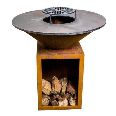 China Outdoor Kitchen Cooking Plancha Round Rustic Steel Barbecue Fire Pit Grill for sale