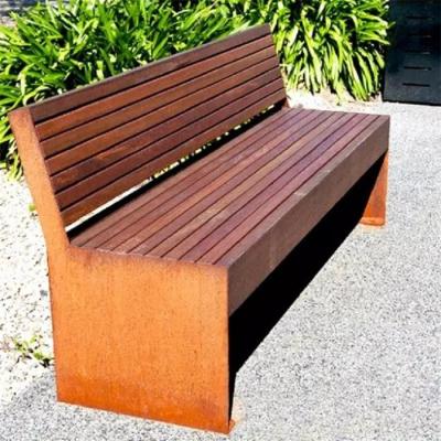 Cina Banco d'acciaio di Corten della via di rivestimento urbano contemporaneo della ruggine con Seat di legno in vendita