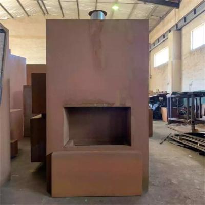Cina Legno indipendente all'aperto su ordinazione che brucia il camino d'acciaio di Corten con deposito di legname in vendita
