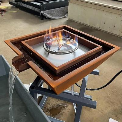 Cina Fuoco di gas d'acciaio di Corten dello stagno all'aperto Pit Bowl With Water Feature in vendita