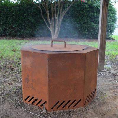 Cina Pozzo bruciante del fuoco della fiamma del patio di Corten di legno basso d'acciaio esagonale doppio del fumo in vendita