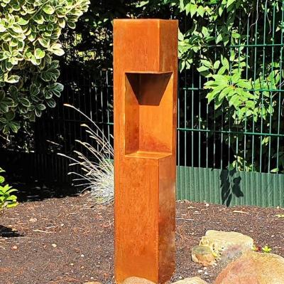 China Multicolour Rusty Corten Metal LED Bollard Lighting Box For Yard Garden for sale