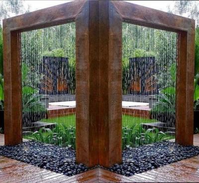 China Garden Decoration Rust Waterfall Cascade Corten Steel Water Feature Fountain for sale
