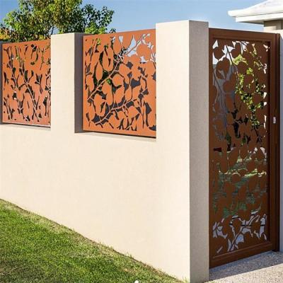 Cina Il laser del giardino della villa ha tagliato porta del portone d'acciaio di Corten la singola con la maniglia e la serratura in vendita