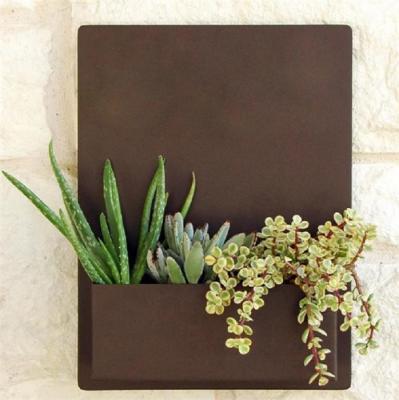 China Vertical Wall Hanging Corten Steel Planter Boxes For Metal Wall Decoration for sale
