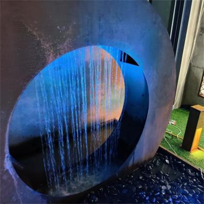 Cina Fontana d'acciaio della caratteristica dell'acqua di Corten della cascata rotonda della cascata con la luce del LED in vendita